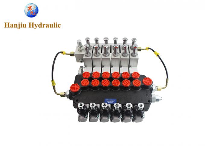 P80 Electric Hydraulic Directional Control Valves 6 Spools 3 Way Spring ...